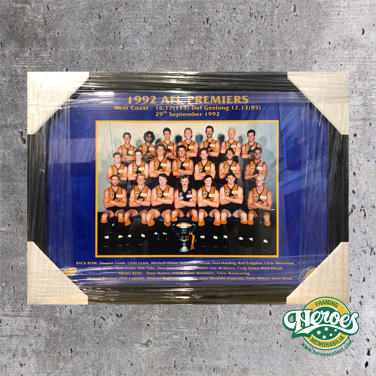 1992 WCE Premiership Team Photo – Heroes Framing & Memorabilia