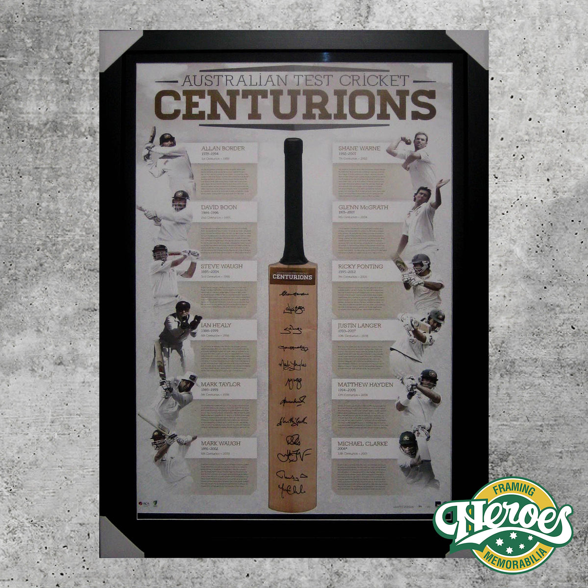 AUSTRALIAN TEST CRICKET SIGNED & FRAMED LIMITED EDITION 'CENTURIONS' C ...